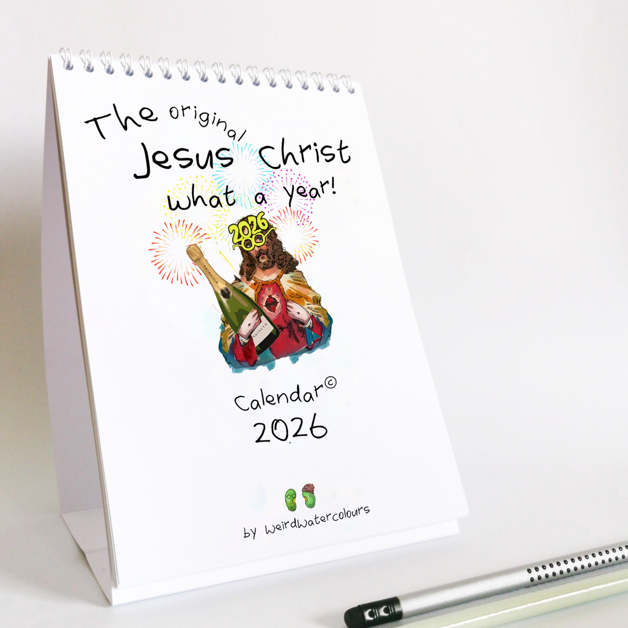 Jesus Christ WHAT A YEAR Calendar 2026 © – WeirdWatercolours